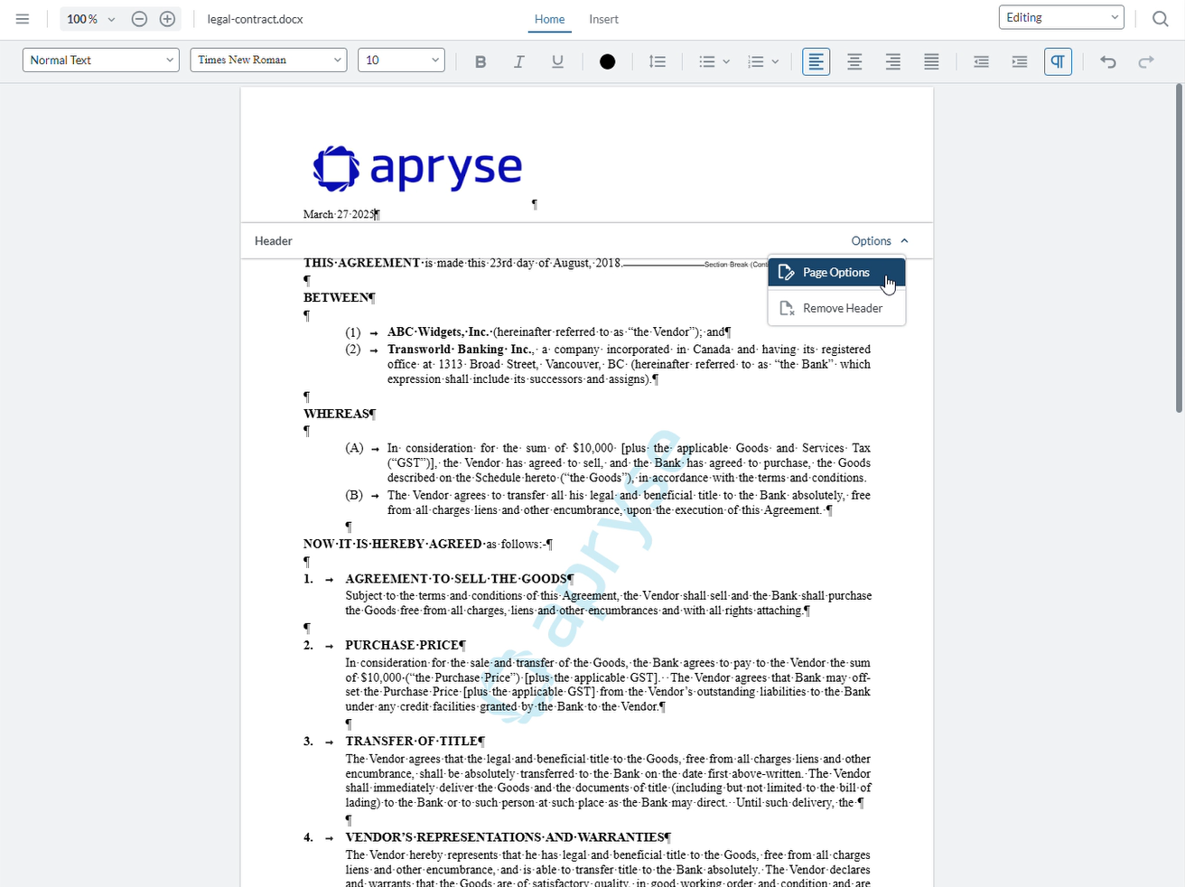 JavaScript DOCX Editor SDK for WebViewer | Apryse