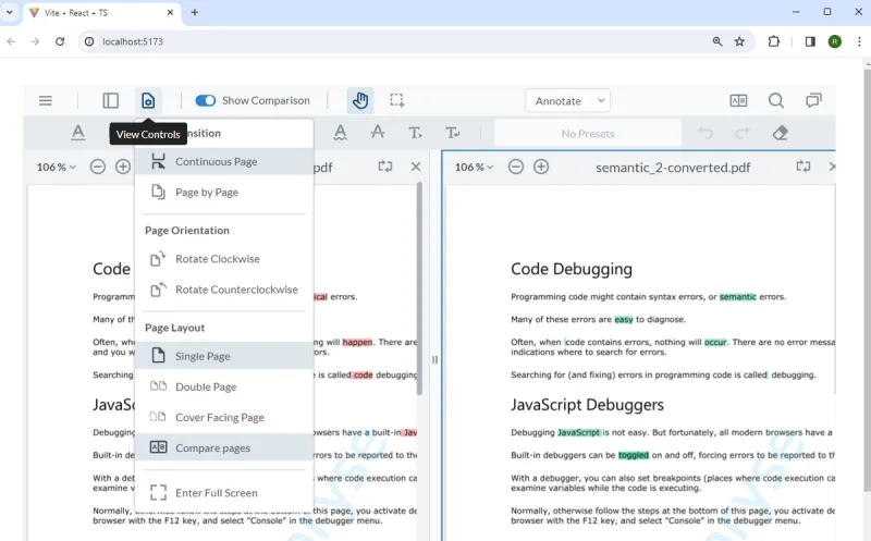 Unlocking Semantic Text Comparison Apryse Webviewer And React
