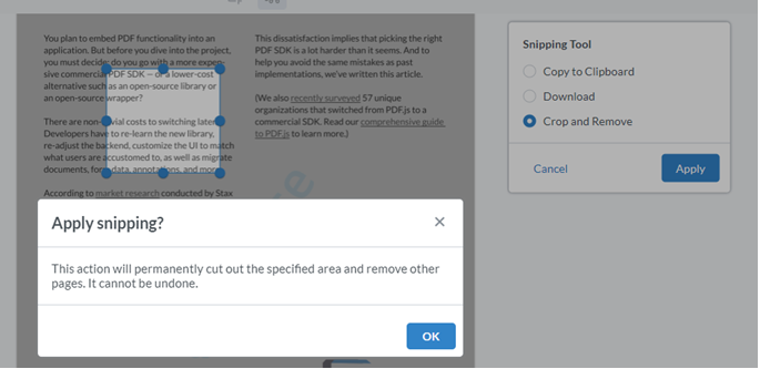 How to Snip and Crop Documents in WebViewer | Apryse