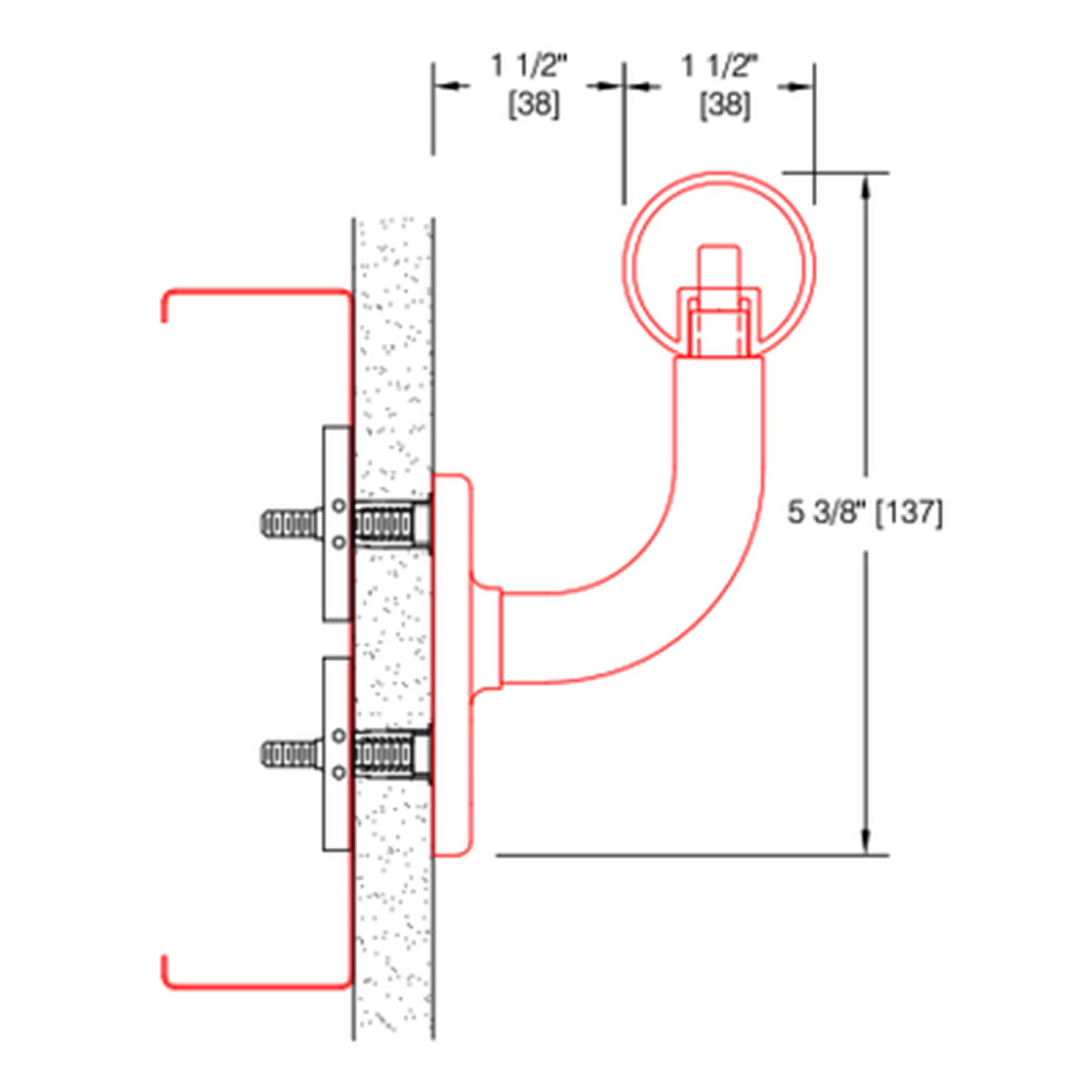 Hospital Handrail Spirit Aluminum Round Grip SS Brackets | AGCS Products