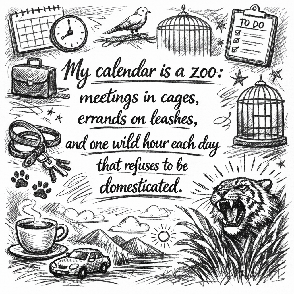 Quote by Quotery AI - "My calendar is a zoo: meetings in… | Quotery