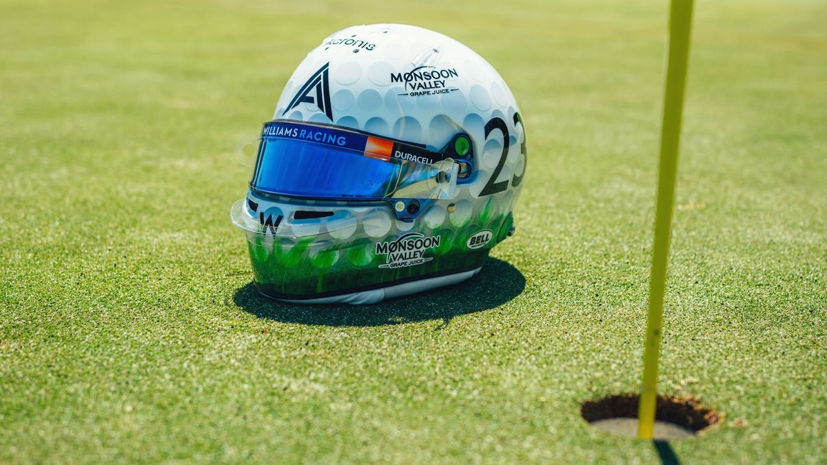 In Photos: Alex Albon's golf-inspired Miami Grand Prix helmet ...