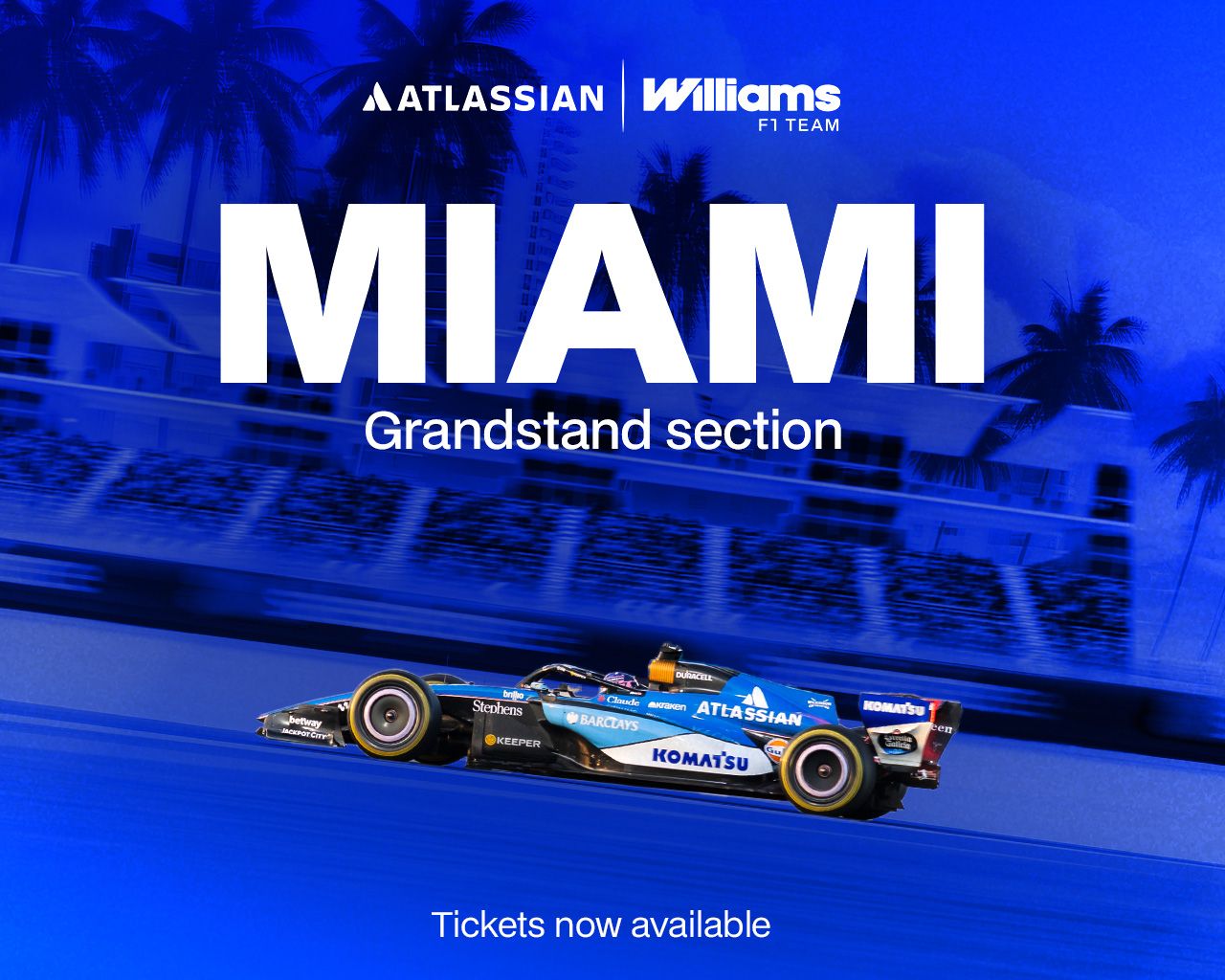 Tickets to the Atlassian Williams F1 Team Miami Grandstand section on ...