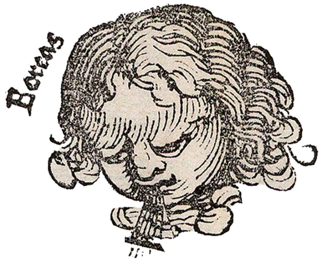 The history of wind head iconography on old maps
