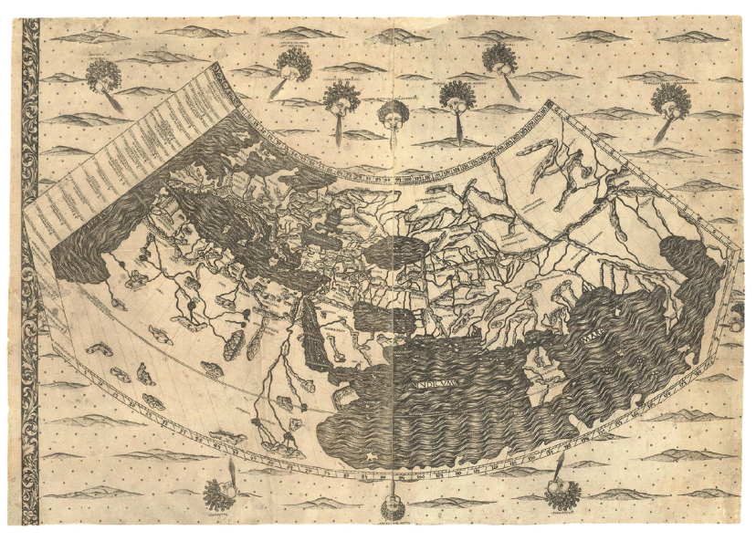 The history of wind head iconography on old maps