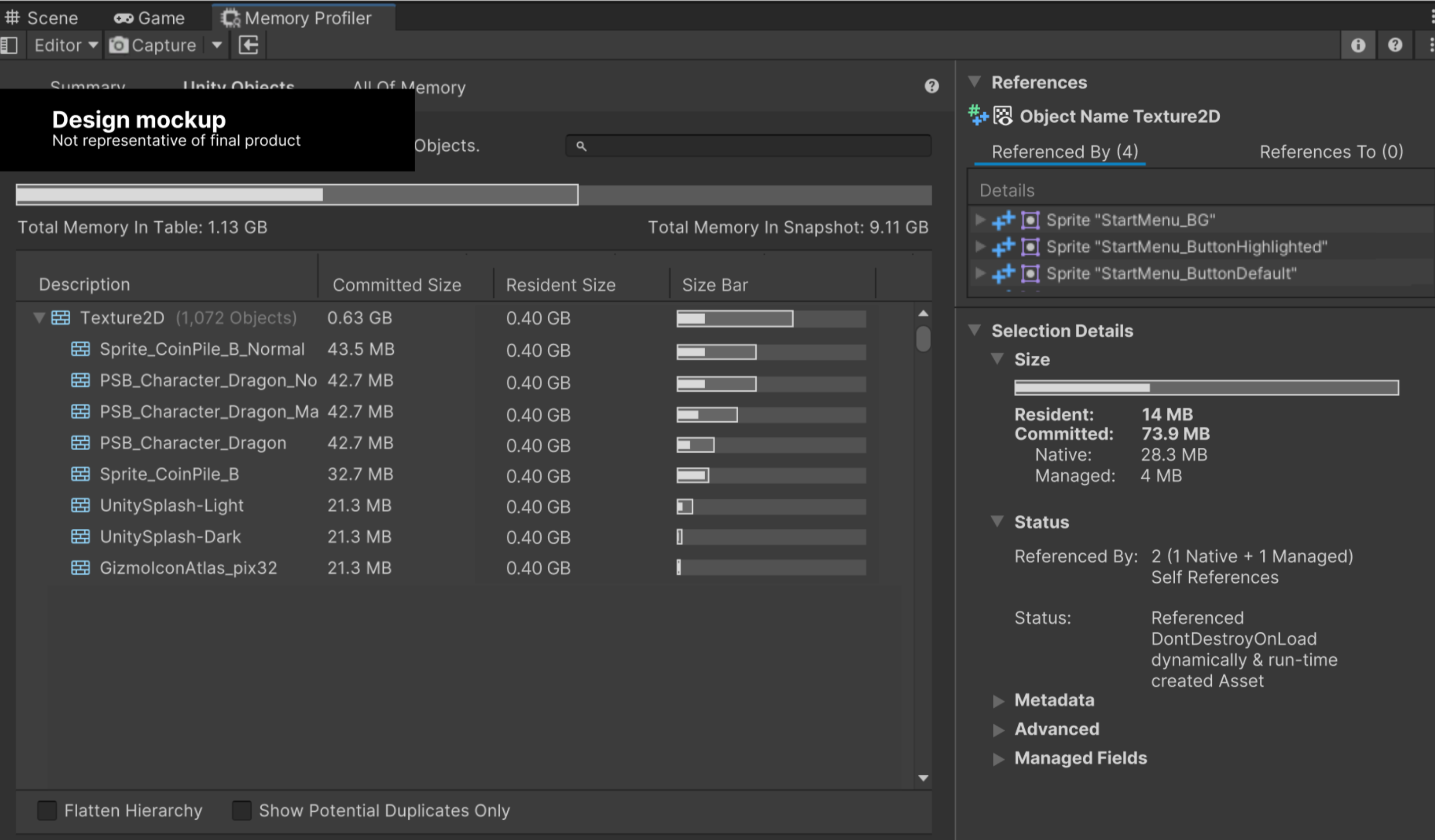 Improve resident memory insights on the Memory Profiler package