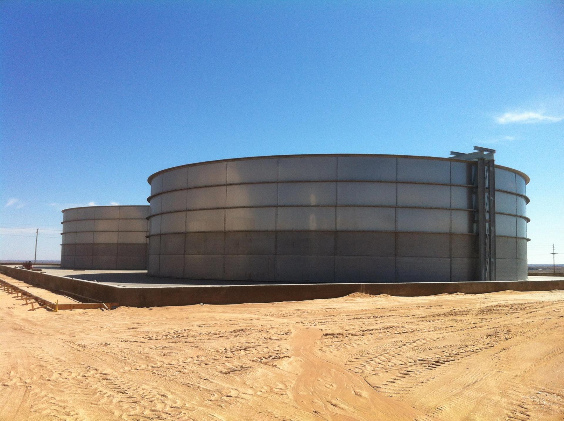 Two Stainless Steel Brine Water Tanks 2012 Oklahoma | Tarsco Bolted Tank Project
