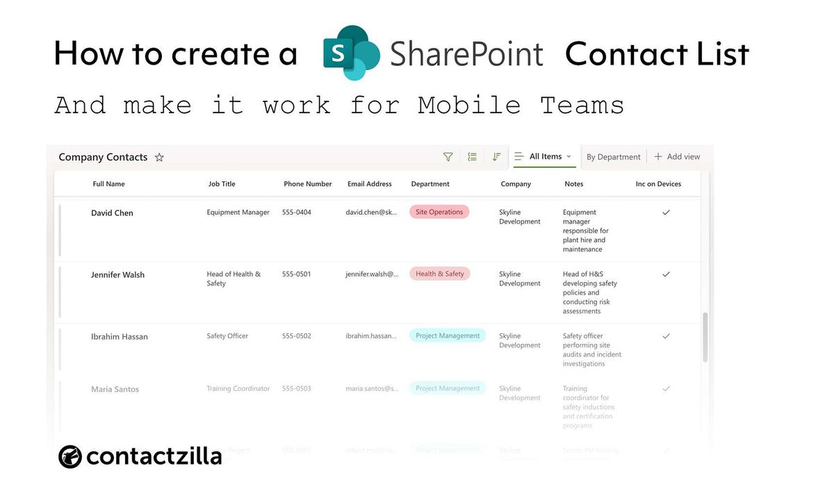 How to Create a Sharepoint Contact List in Microsoft 365 - Contactzilla