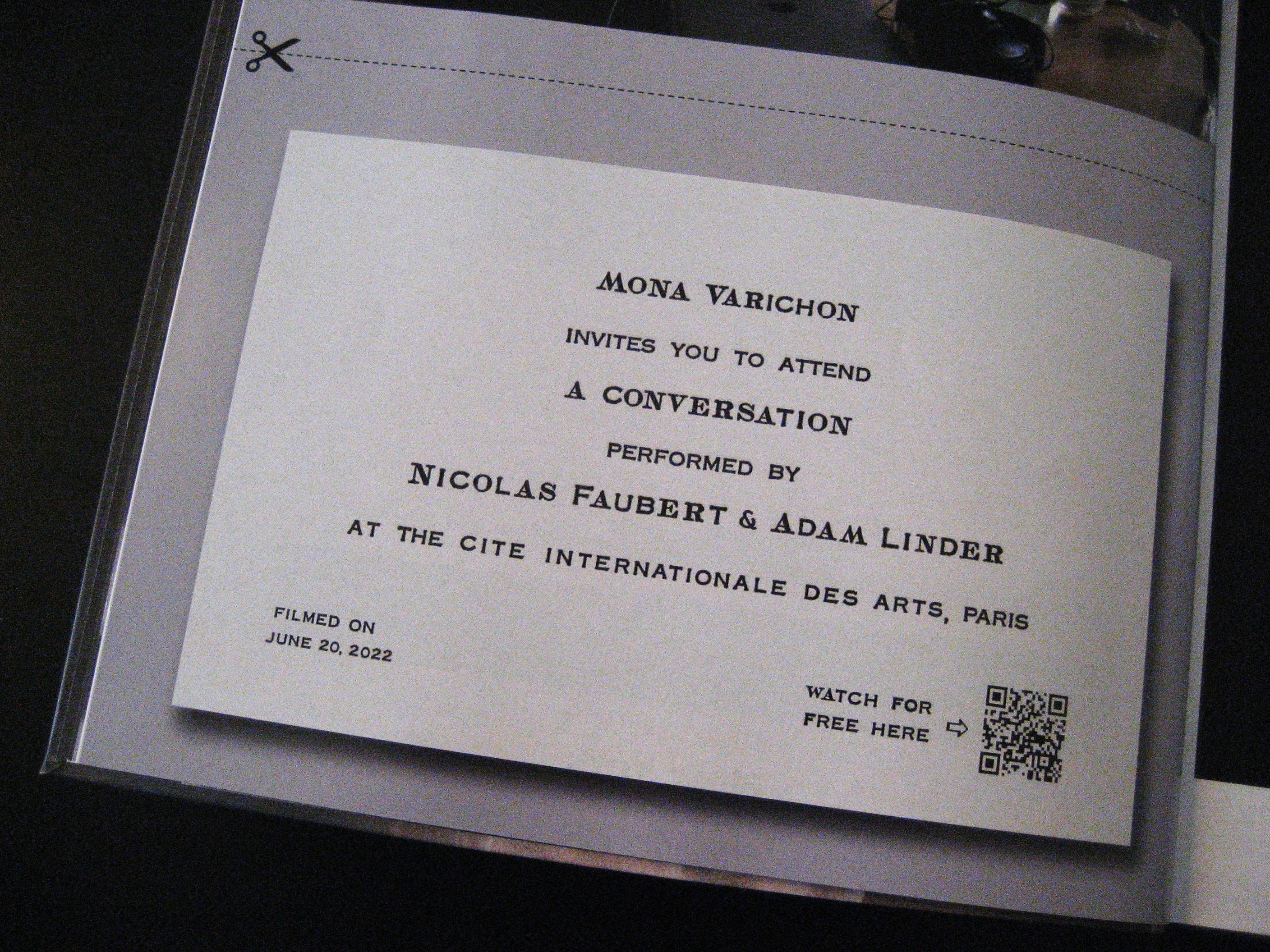 A conversation by Nicolas Faubert & Adam Linder, an invitation by Mona Varichon / NOVEMBRE GLOBAL