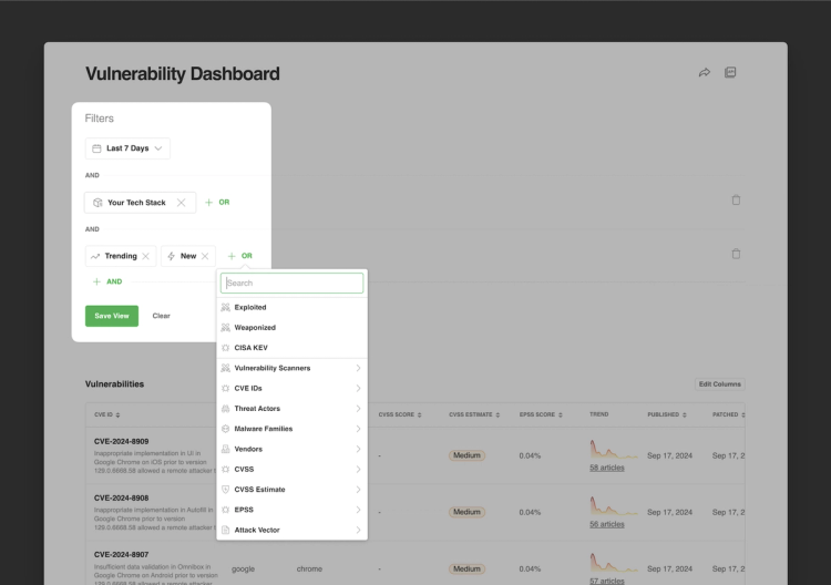 Vulnerability Dashboard: Real-time CVE intelligence tailored to your ...