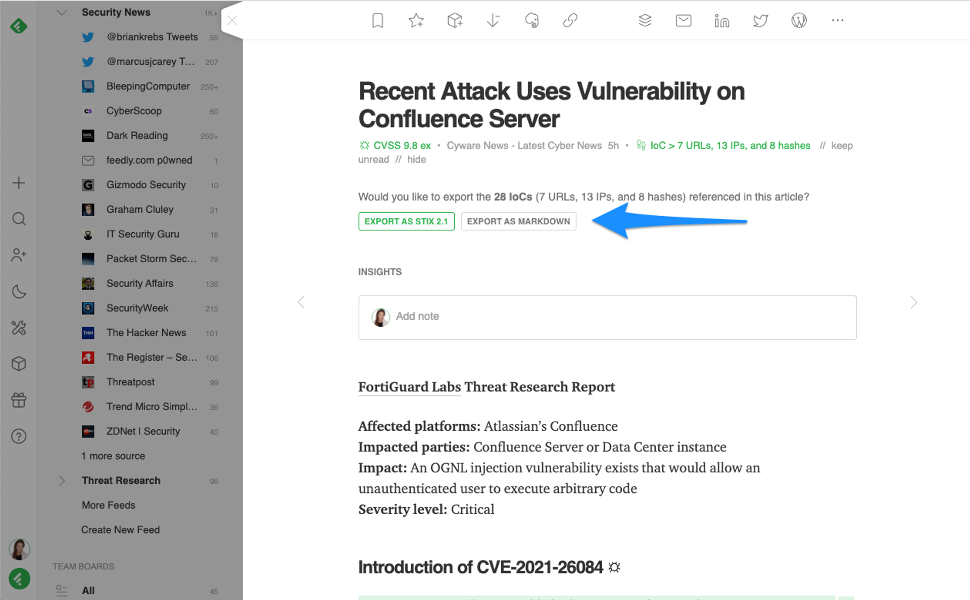Quickly discover and collect indicators of compromise from millions of sources | Feedly