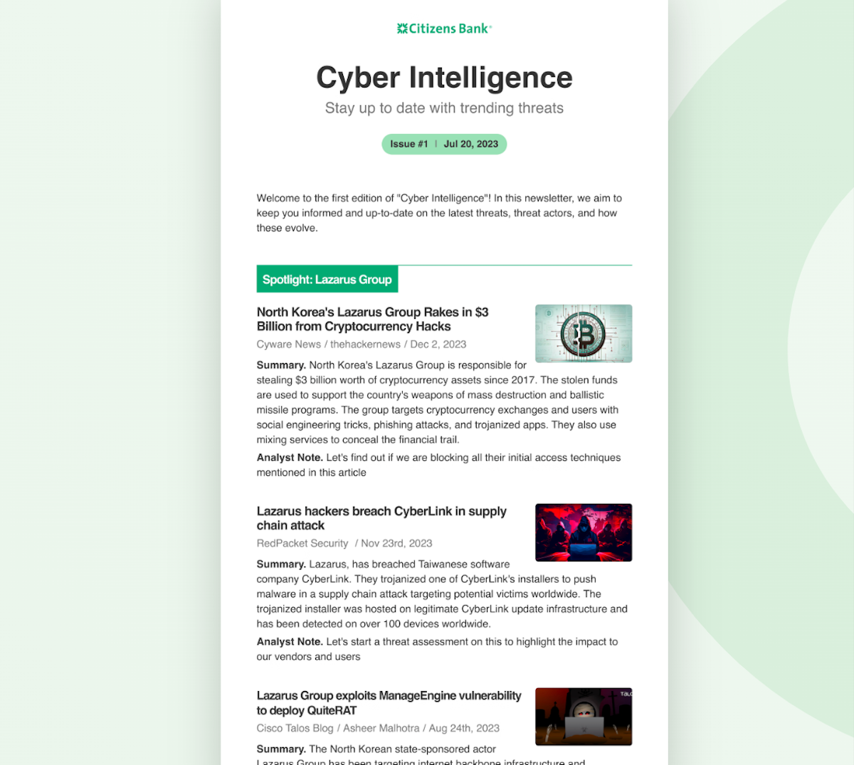 Automated Newsletters for threat intelligence | Feedly