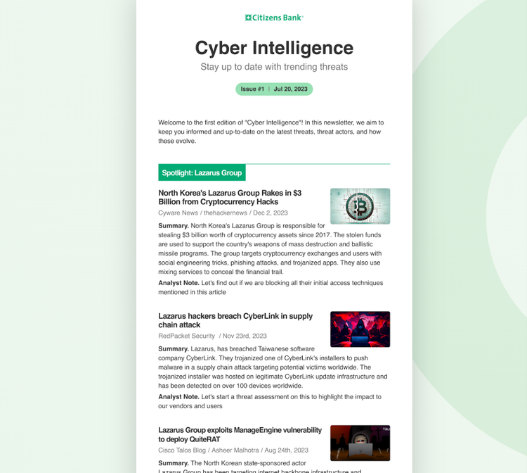 Automated Newsletters for threat intelligence | Feedly