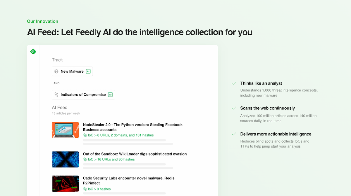 Collect and share actionable malware intelligence with Feedly AI Feeds ...