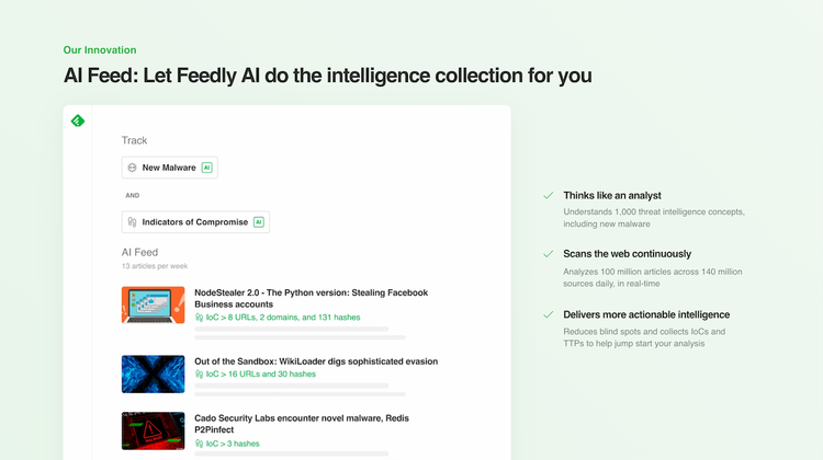 Collect and share actionable malware intelligence with Feedly AI Feeds ...