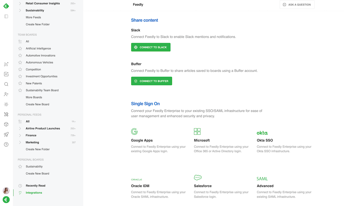 Share insights with your team | Feedly