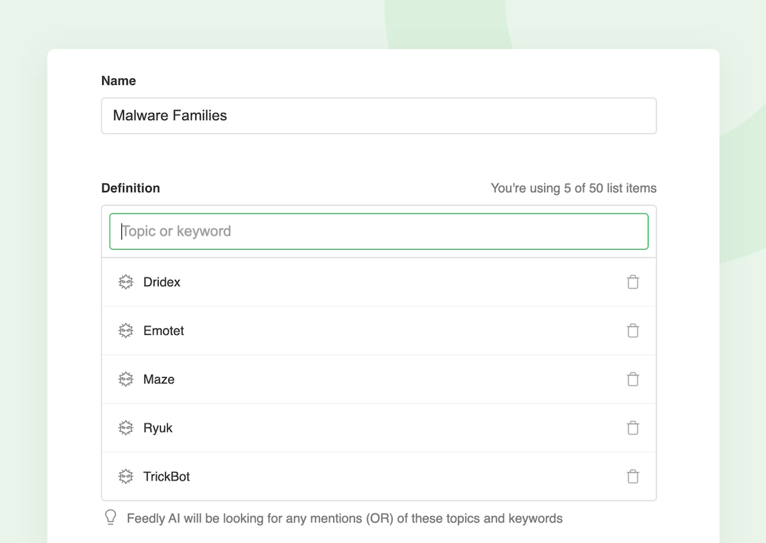 How to reuse the same list of AI Models and keywords across multiple AI Feeds | Feedly