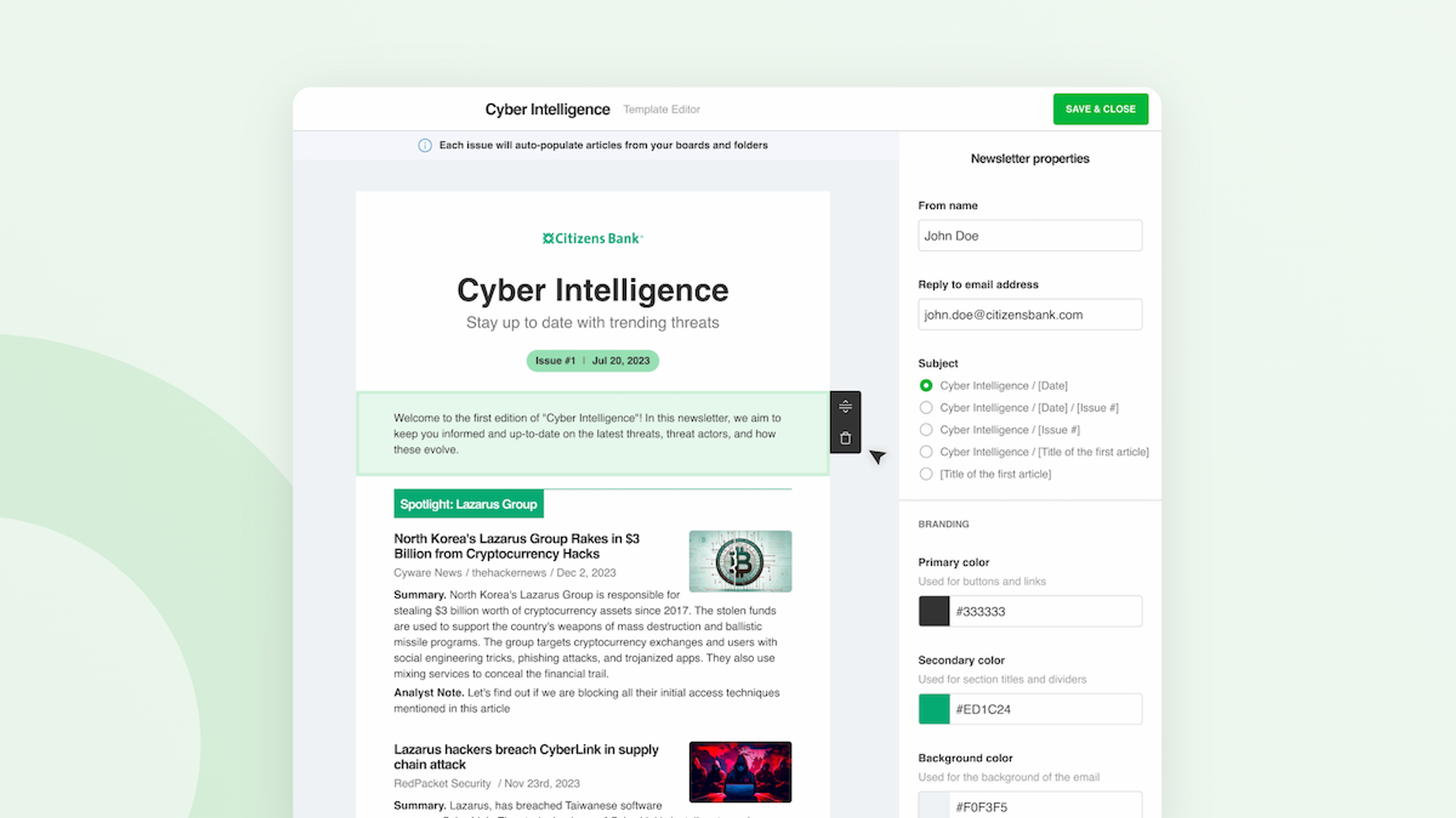 Automated Newsletters for threat intelligence | Feedly