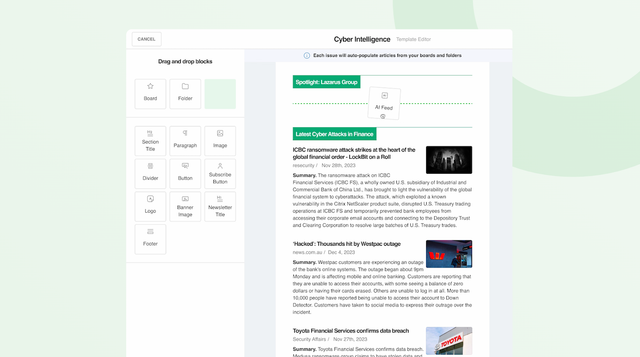 Automated Newsletters for threat intelligence | Feedly