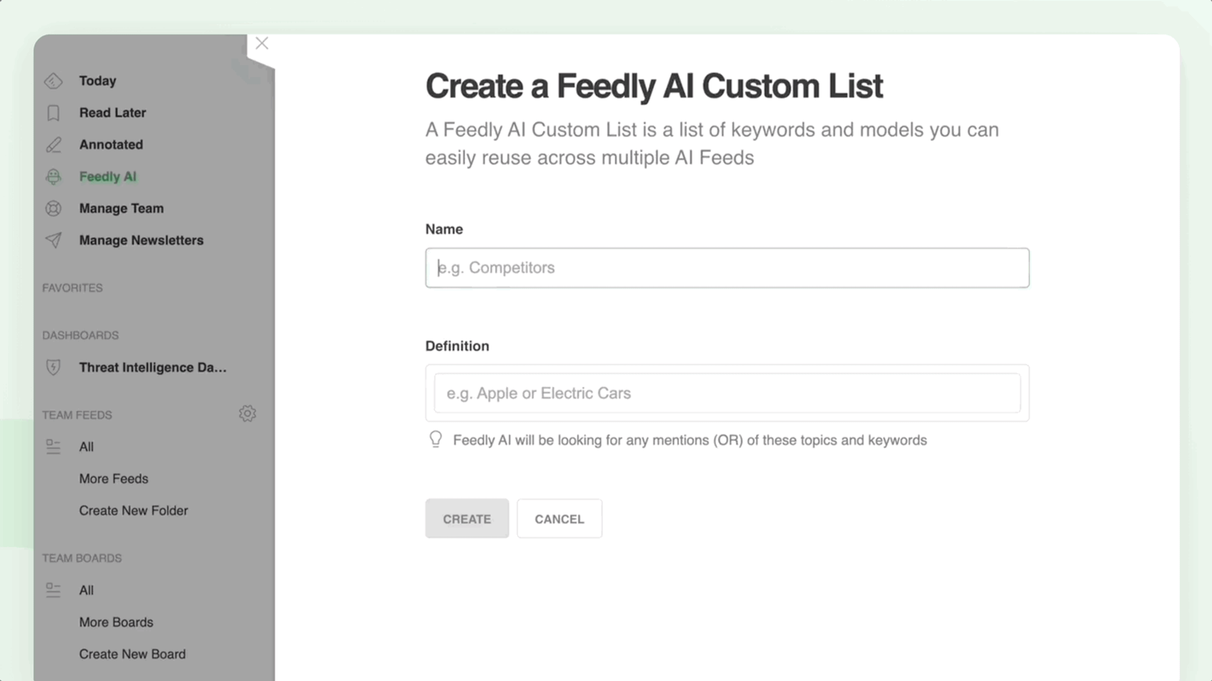 How to reuse the same list of AI Models and keywords across multiple AI Feeds | Feedly
