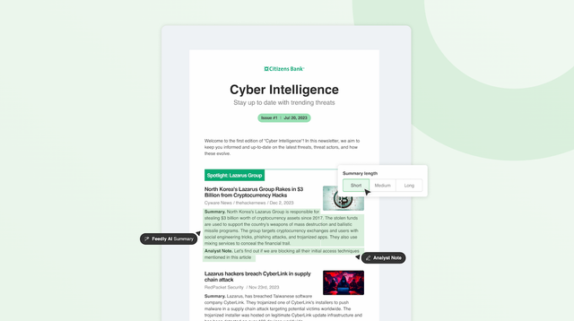 Automated Newsletters for threat intelligence | Feedly