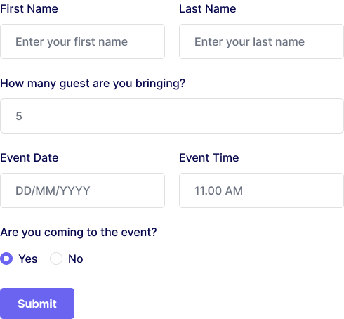Fully Working RSVP HTML Form | FormBold