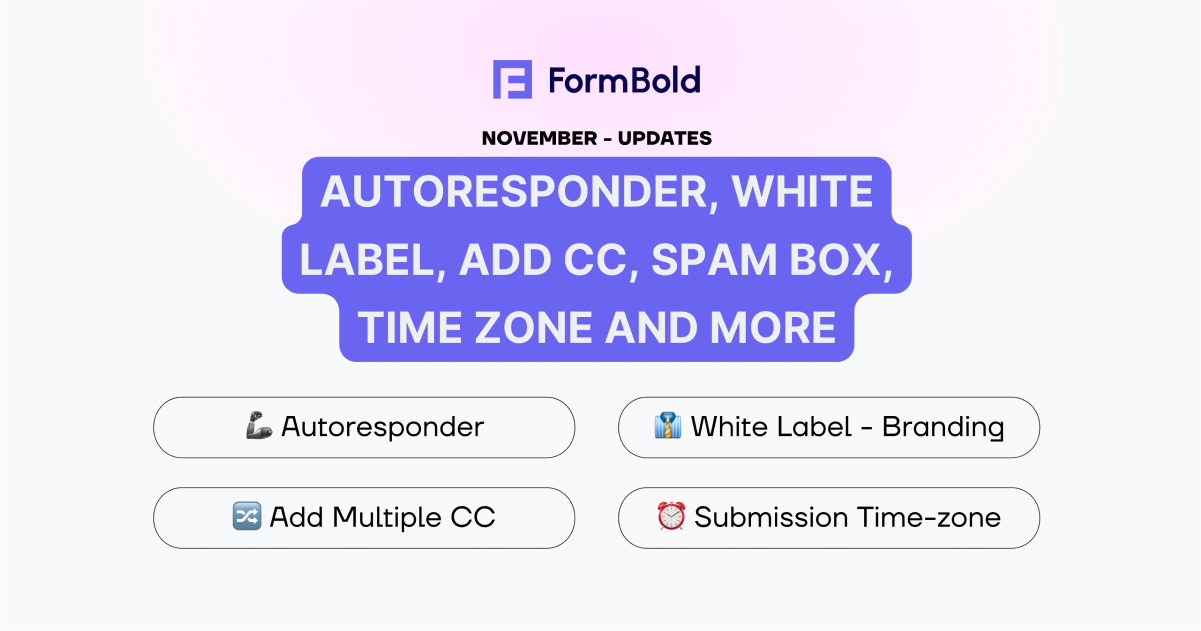 Autoresponder, White Label, Add CC, Spam Box, Time-zone and More | FormBold