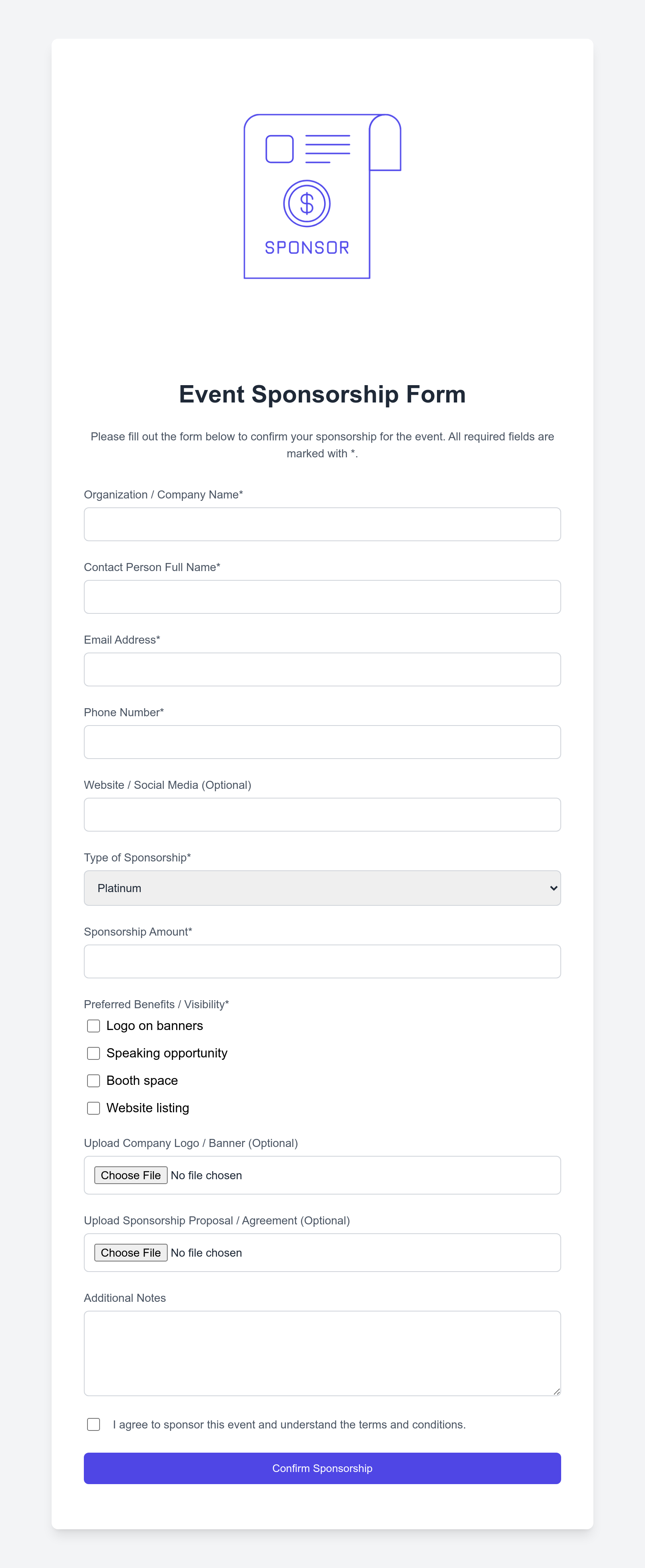 Event Sponsorship Form Template | FormBold