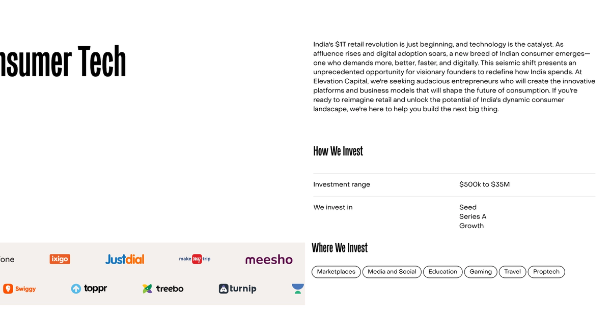 Consumer Tech – Elevation Capital