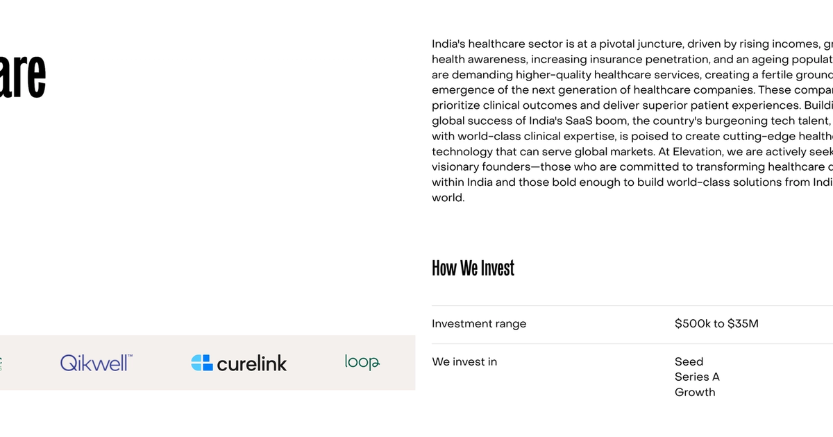 Healthcare – Elevation Capital