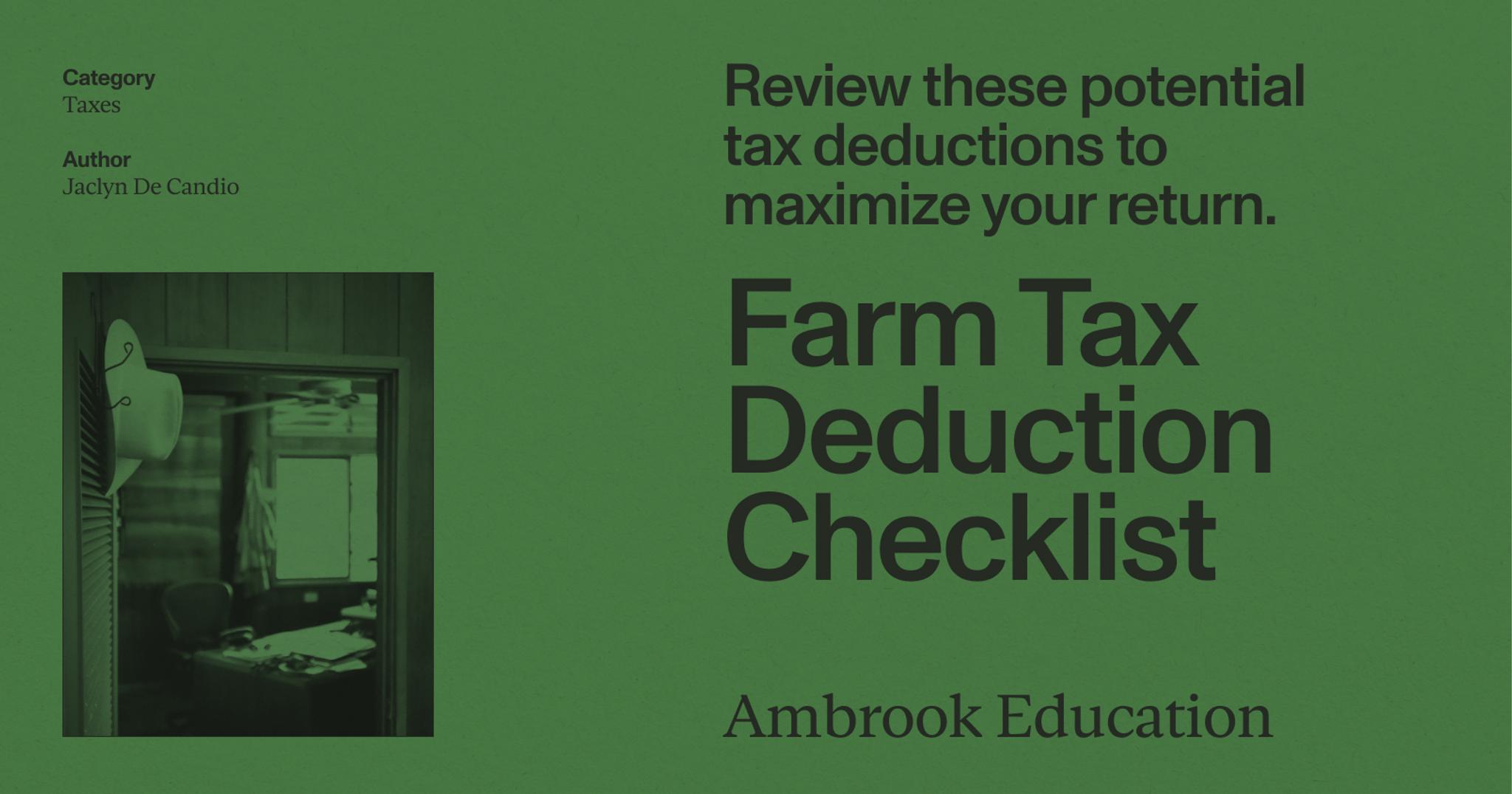 Farm Tax Deduction Checklist - Ambrook