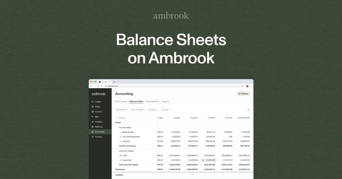 Your Workflow on Ambrook - Balance Sheets