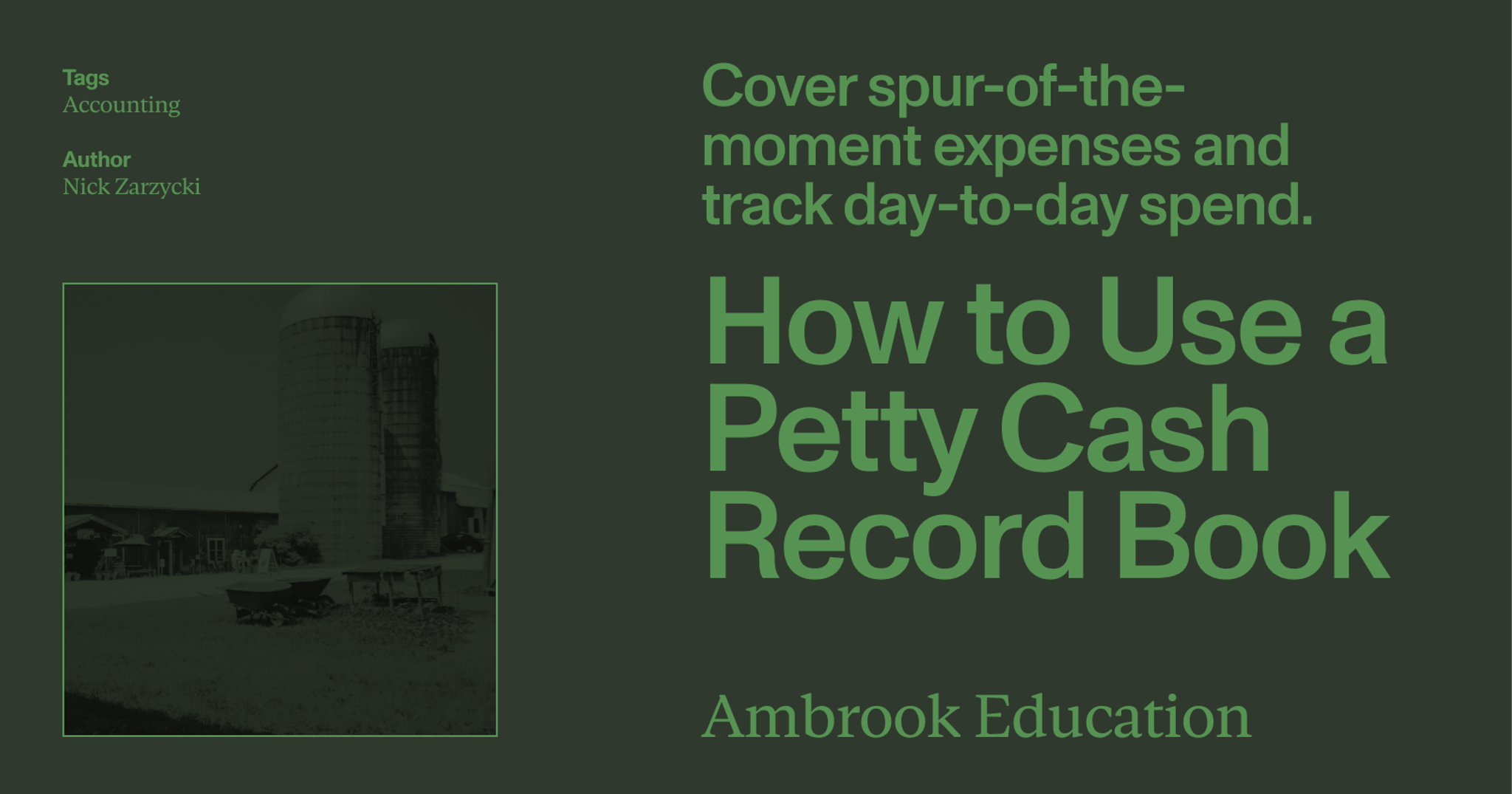 How to Use a Petty Cash Record Book - Ambrook