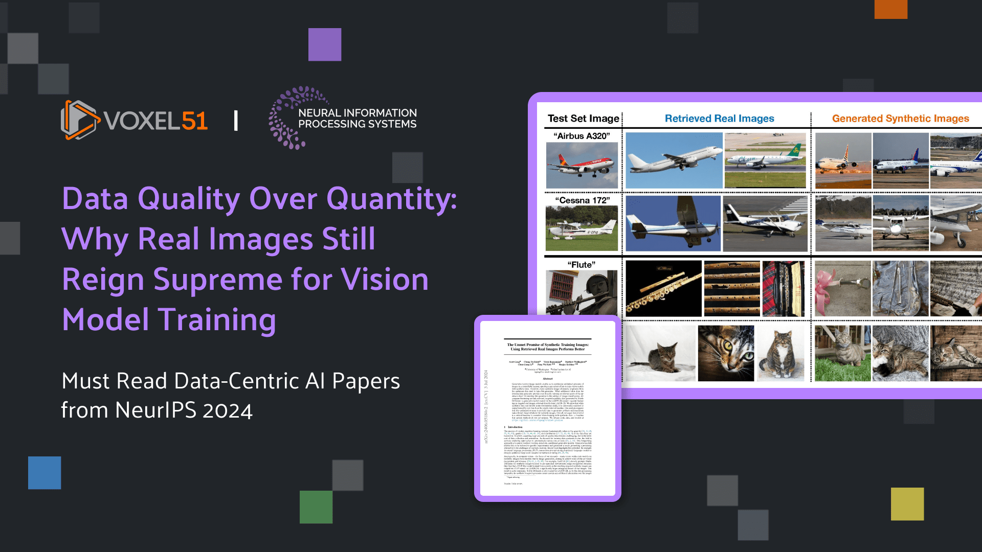 The NeurIPS 2024 Preshow: Data Quality Over Quantity: Why Real Images Still Reign Supreme for ...