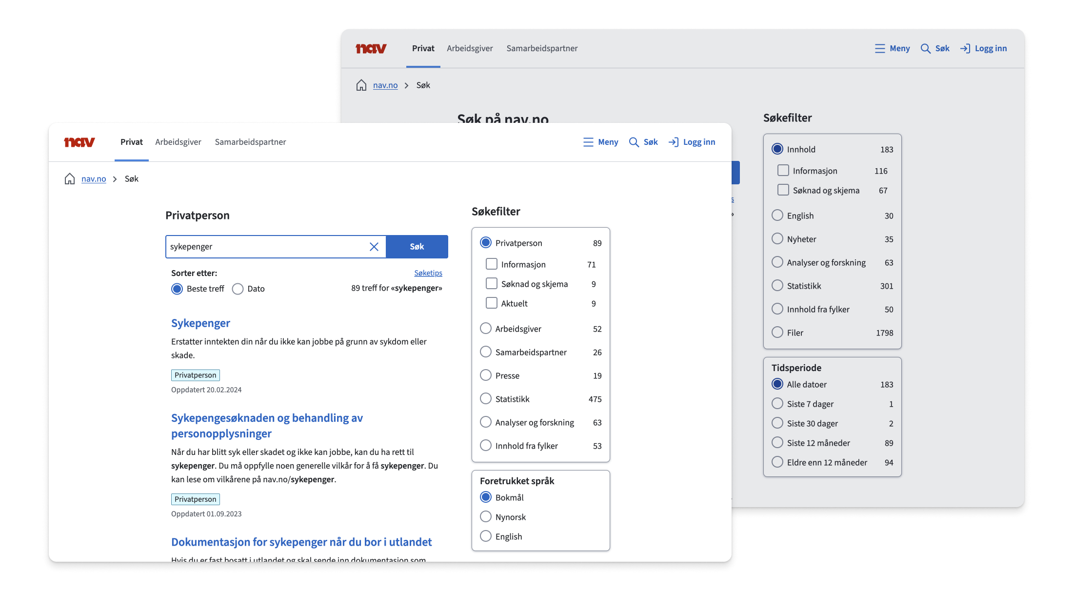 Nytt søk på nav.no - aksel.nav.no