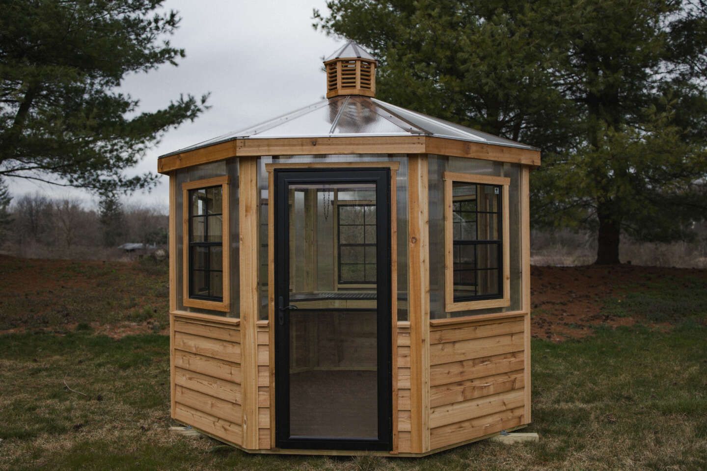 Octagon Cedar Greenhouse | Fully Assembled Greenhouse | Stoltzfus ...