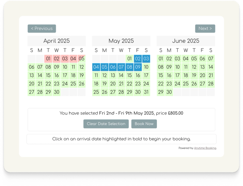 Flexible single-unit date selection calendar