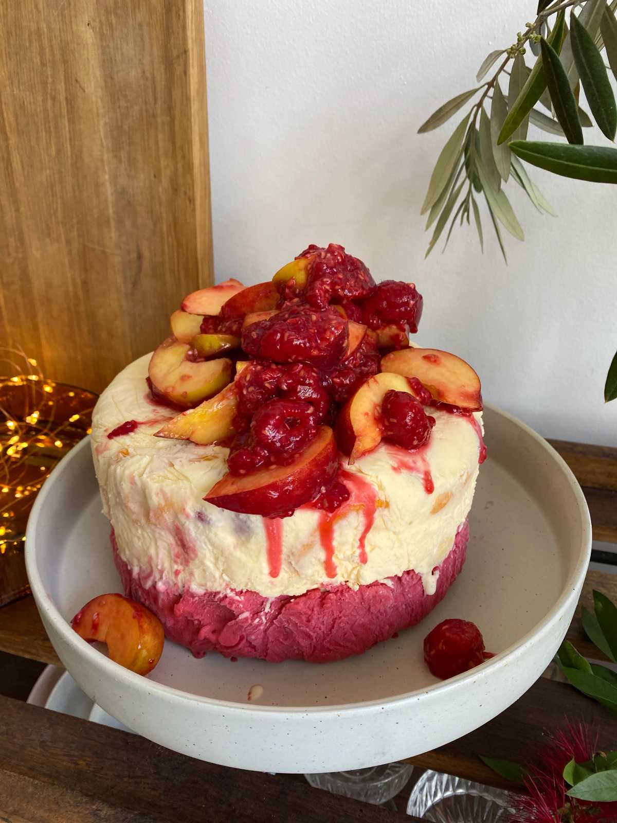 Peach Melba Ice-Cream Cake