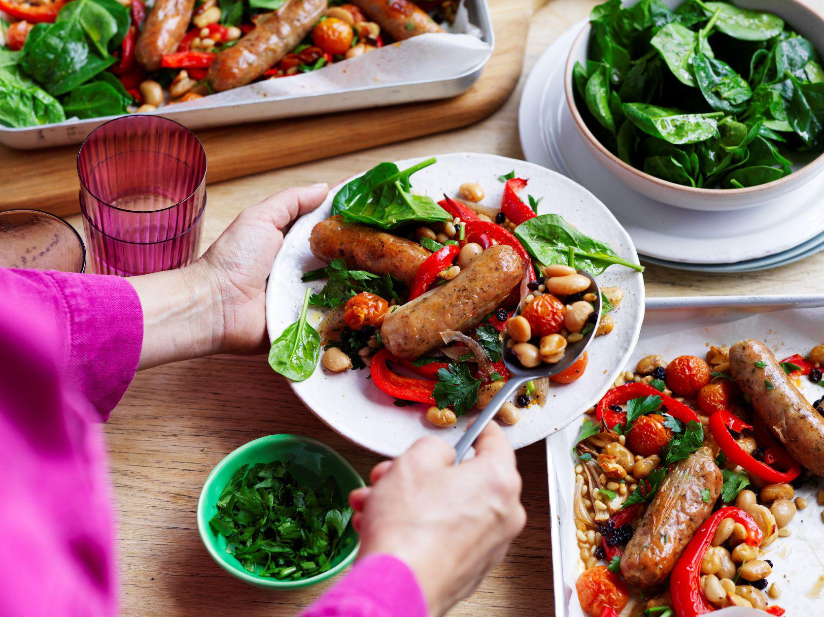 Agrodolce Sausage and Capsicum Tray Bake