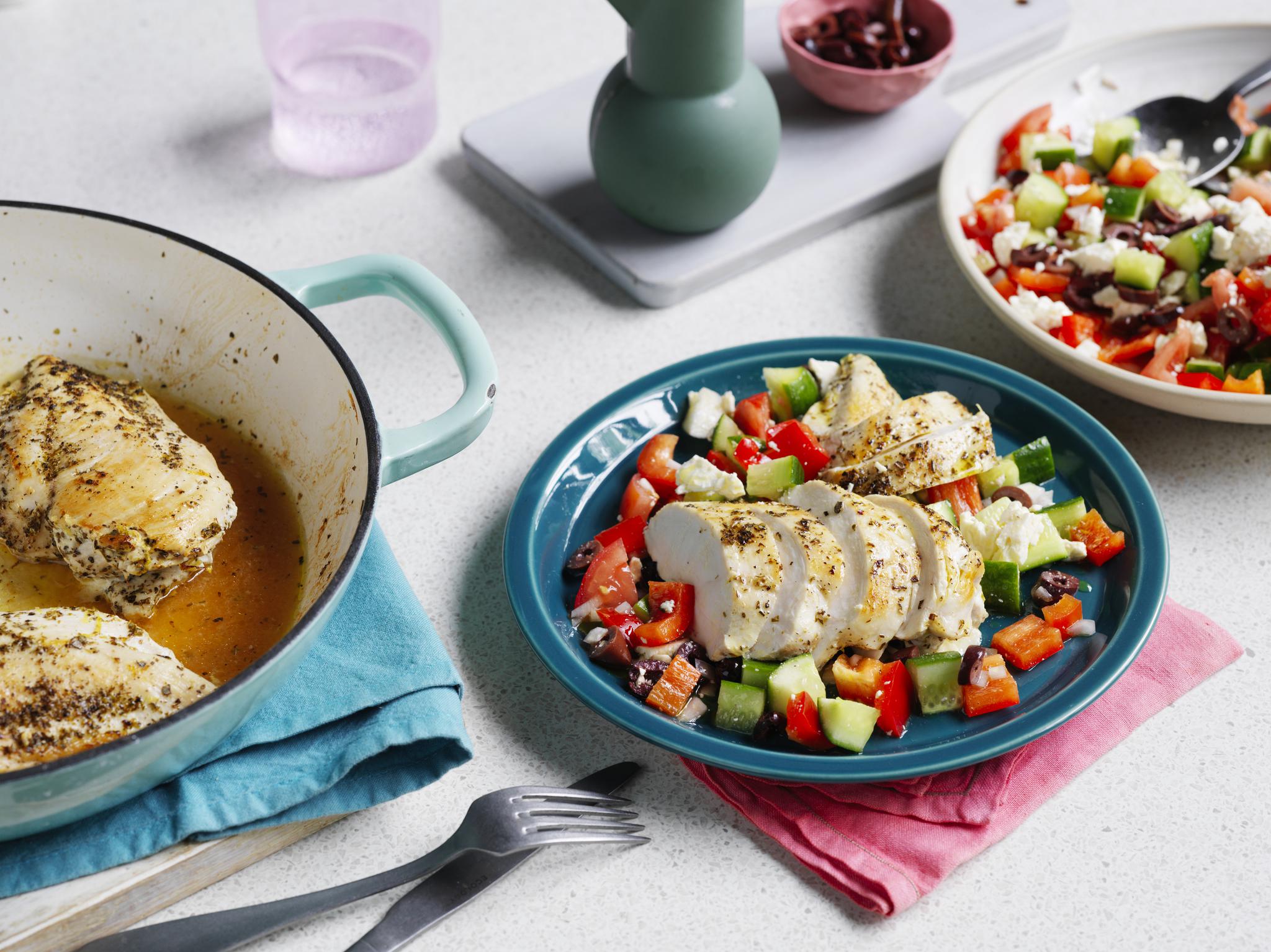 Oregano Chicken with Greek-Style Village Salad