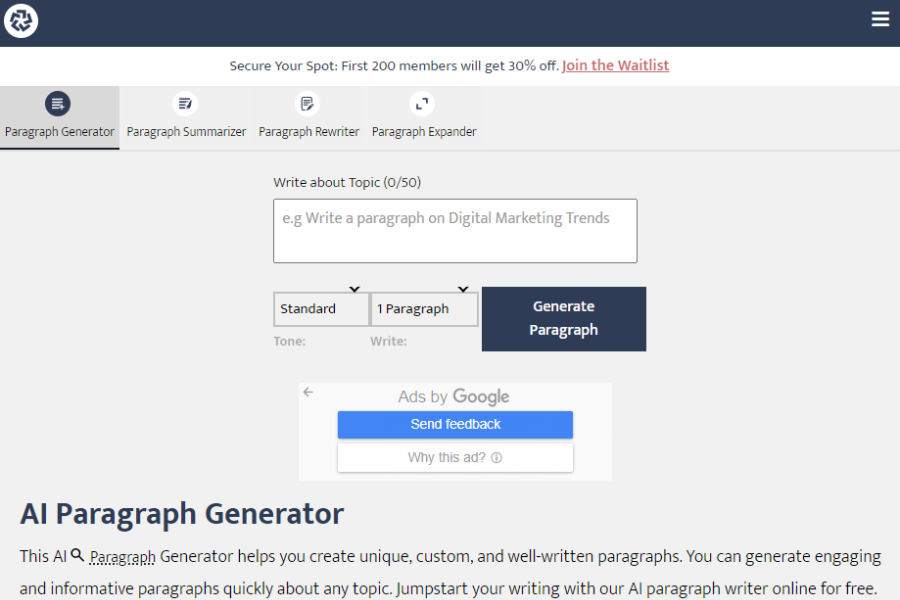 Paragraph Generator - Features, Pricing, Reviews & More 2024