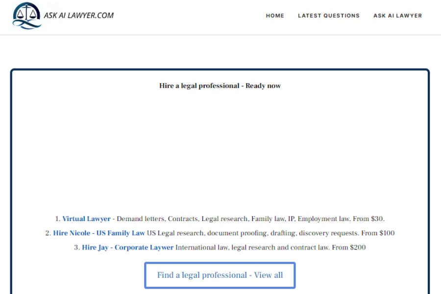 Ask AI Lawyer - Features, Pricing, Reviews & More 2024 Ask AI Lawyer - Features, Pricing, Reviews & More 2024