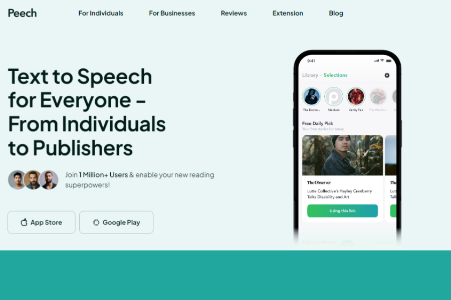 Peech - Text to Speech Reader - Features, Pricing, Reviews & More 2024