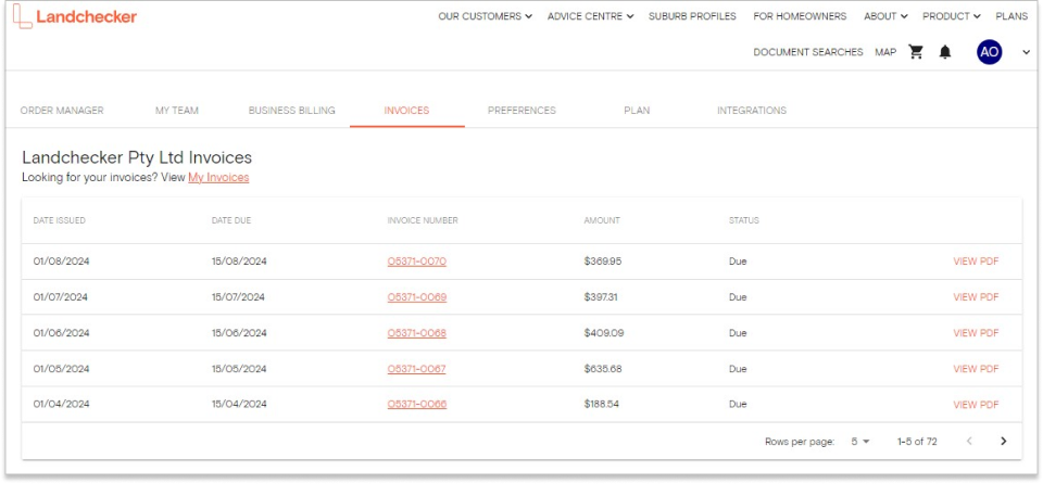 How to export invoices in CSV or Excel format | Landchecker
