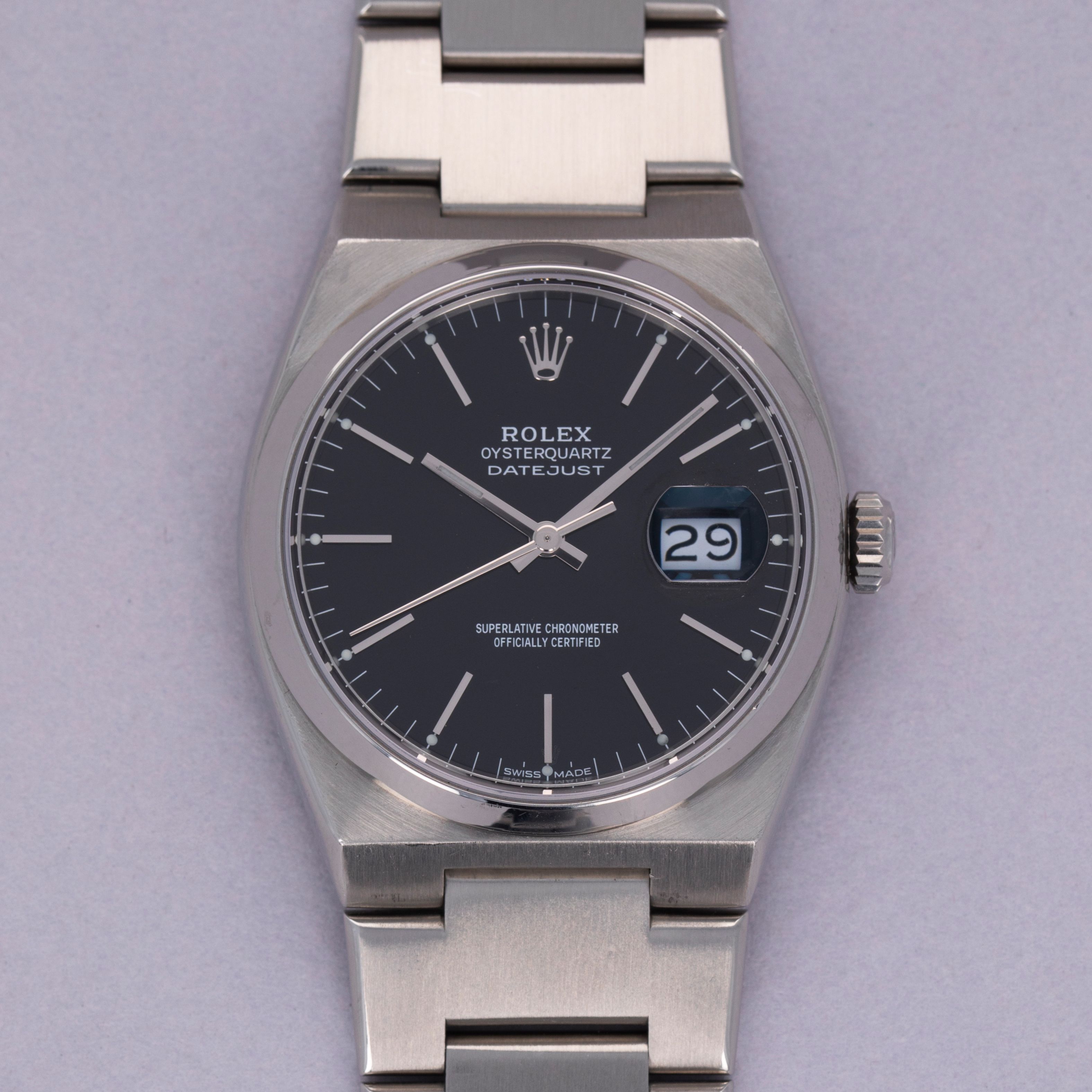 Rolex Oysterquartz Datejust 17000 Black Stick Dial Service Guarantee | Auctions | Loupe This