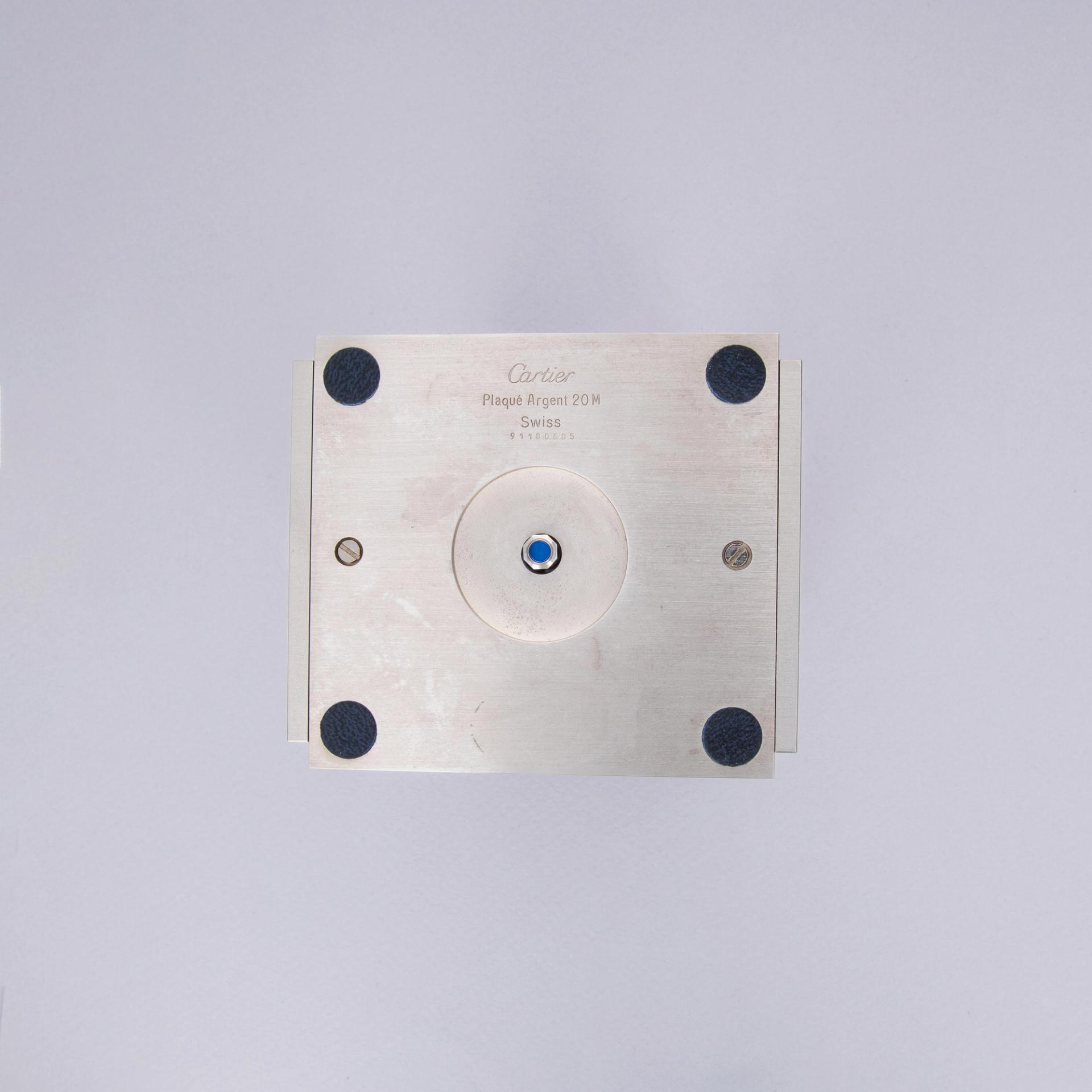 Cartier Prism Clock Silver Plate Simulated Lapis Lazuli Quartz Movement ...