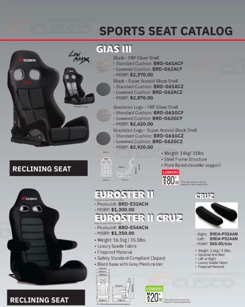 BRIDE Racing Seats