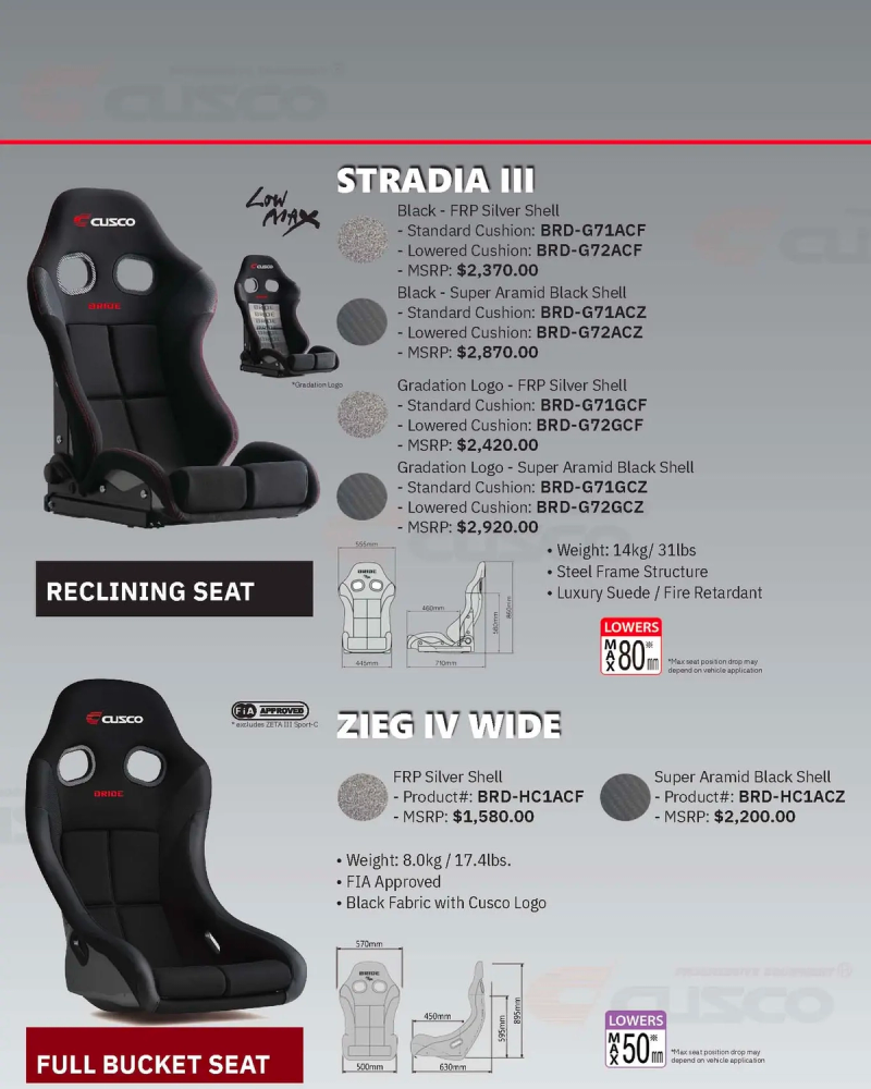 BRIDE Racing Seats