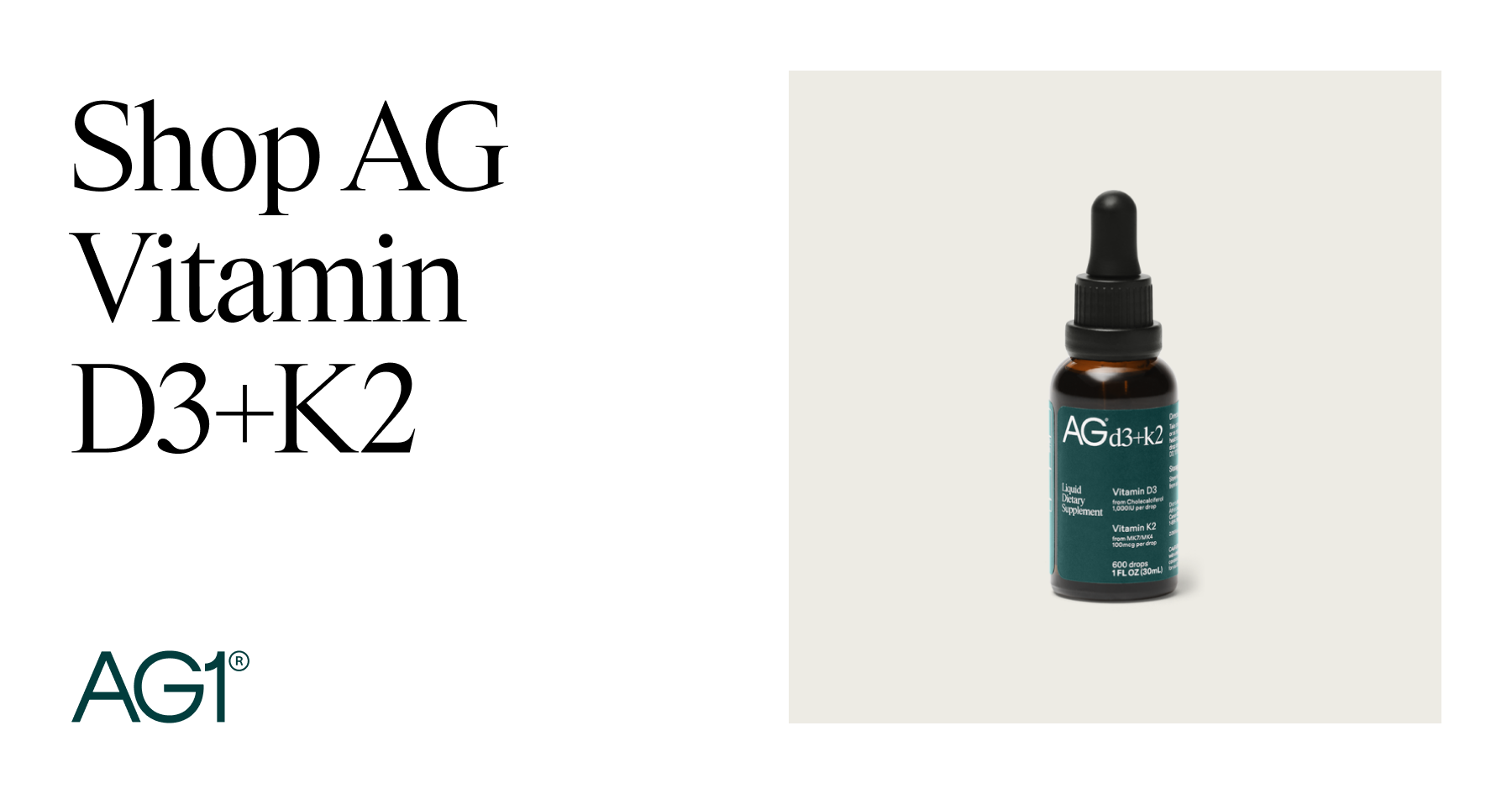 Shop AG Vitamin D3 + K2: Liquid Drops | AG1®