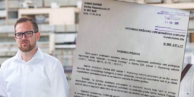 Damir Barbir podnio kaznenu prijavu protiv nepoznatog počinitelja zbog ...